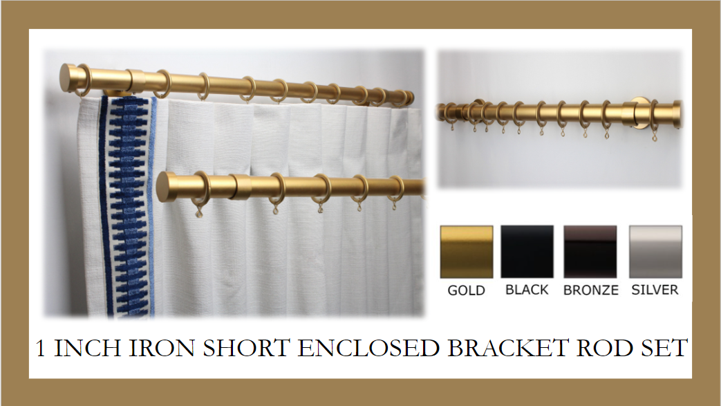 1 Inch Iron Round Drapery Rod Set - Includes Curtain Rod, Short Enclos ...