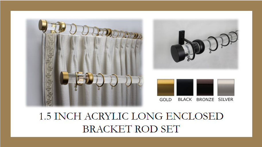 1.5 Inch Acrylic Lucite Round Drapery Rod Set-Includes Curtain Rod, Lo ...