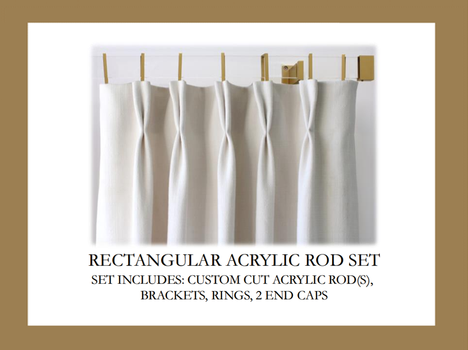 Acrylic Lucite Rectangular Curtain Rod Set- Gold - Includes Drapery Cu ...