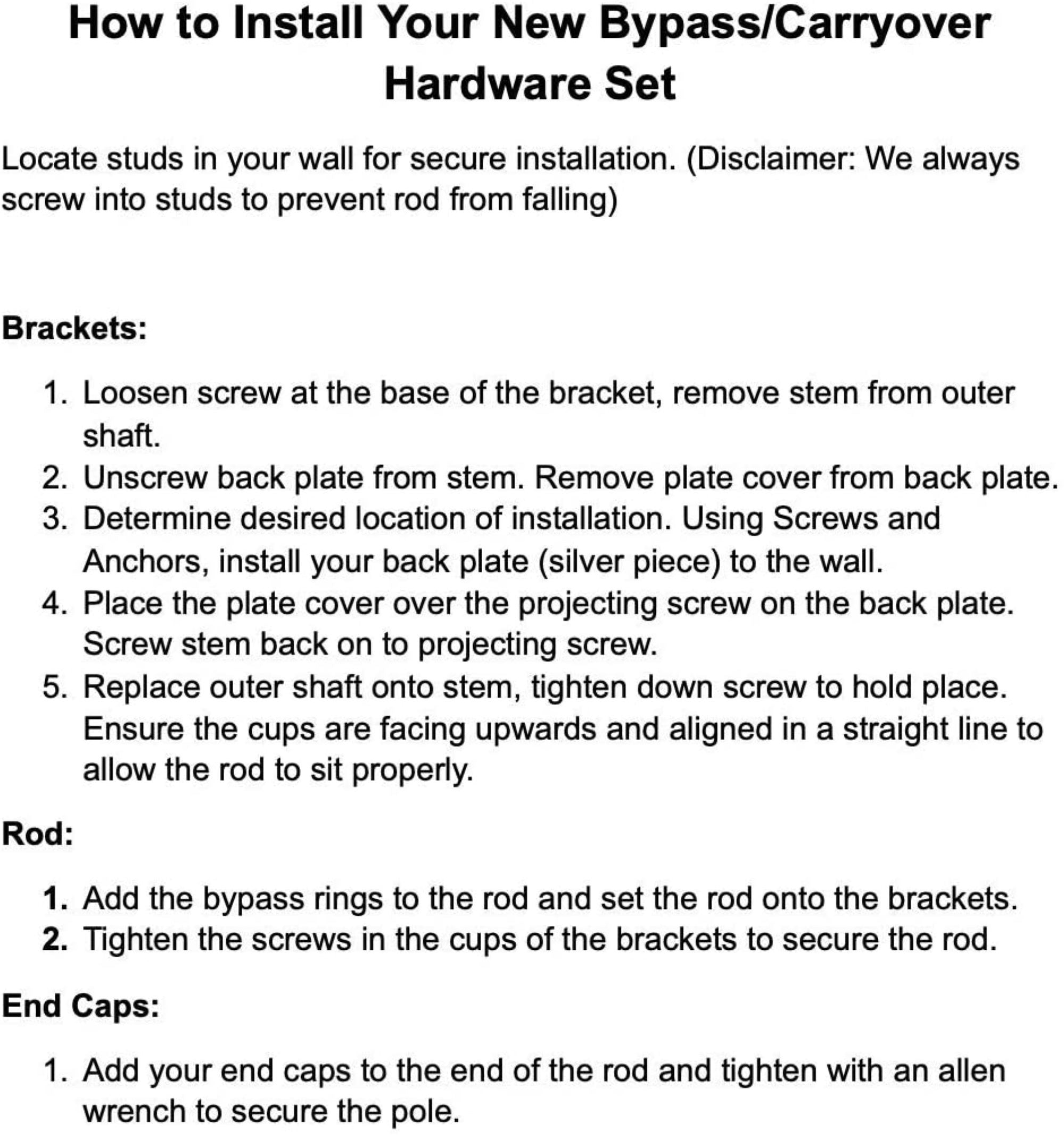 1 Inch - Bypass Bracket- will only work with our brand of bypass rings ...